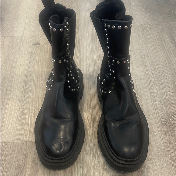 Zara | Shoes | Zara Black Studded Combat Boots | Poshmark